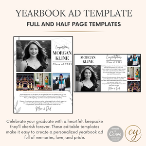 Yearbook Ad Template – Full & Half Page Graduation Tribute (Editable i ...