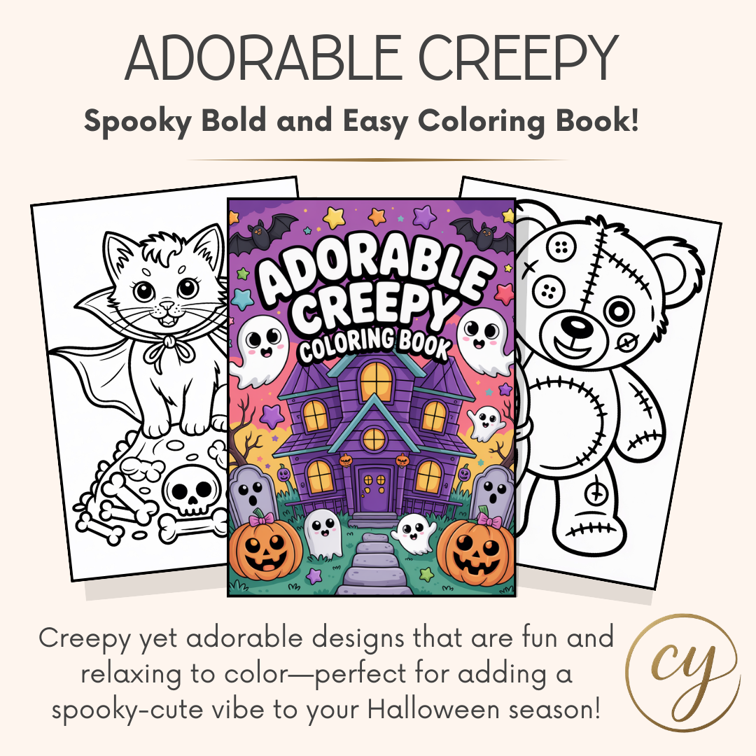 Adorable Creepy: A Halloween Bold & Easy Coloring Book – Instant Downl ...