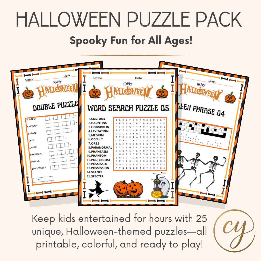 Halloween Puzzle Pack – 25 Printable Halloween Puzzles for Kids (PDF ...
