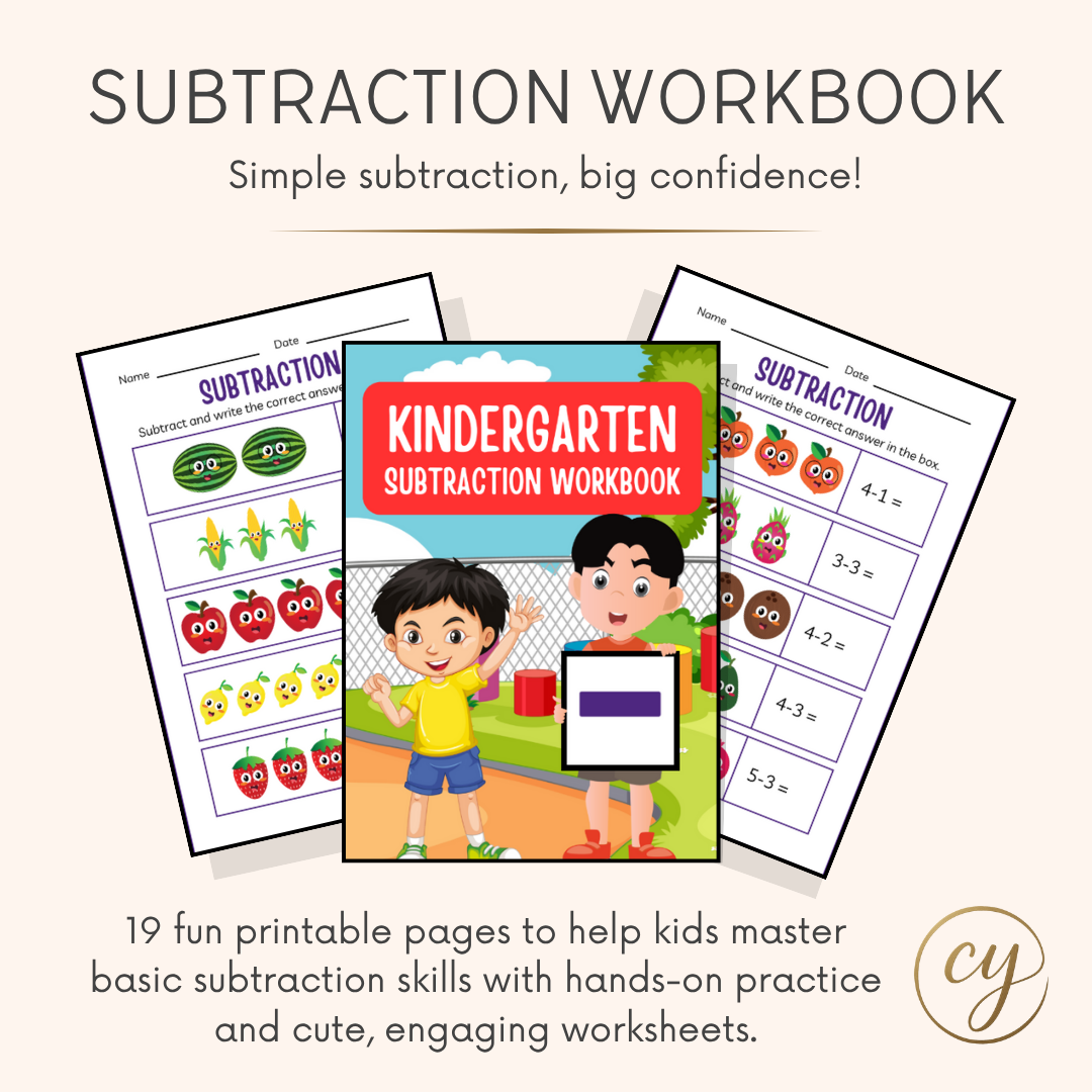 Kindergarten Subtraction Workbook – 19 Printable Pages | Instant PDF D ...